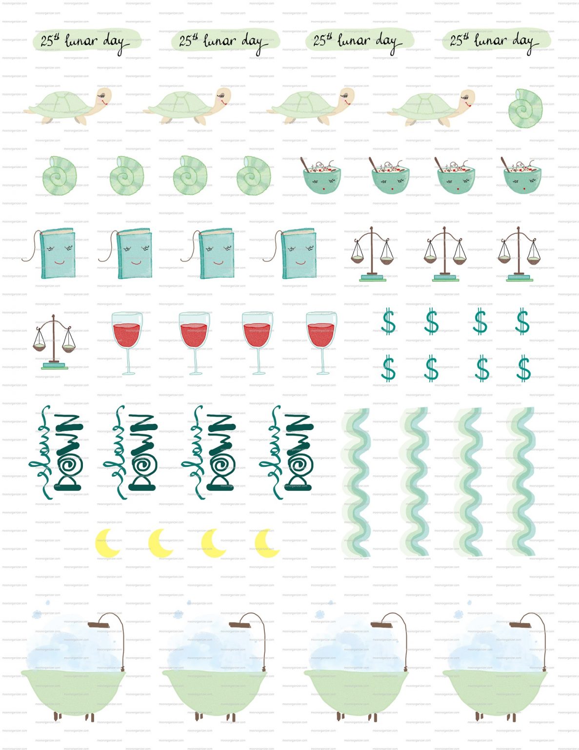 Printable Moon days themed stickers - Moon Organizer