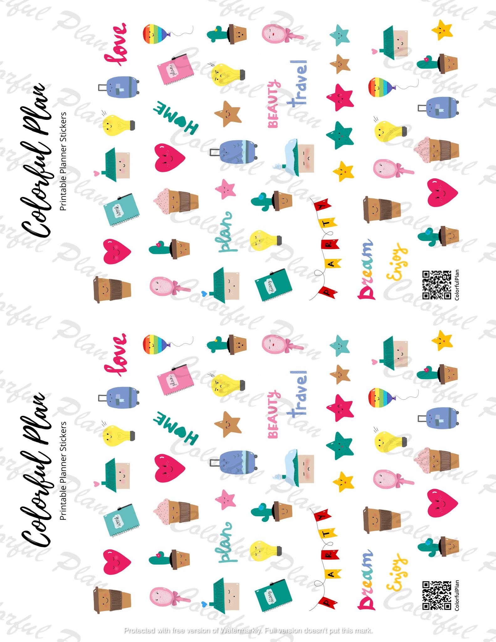 Colorful Sticker Set - Printable planner stickers