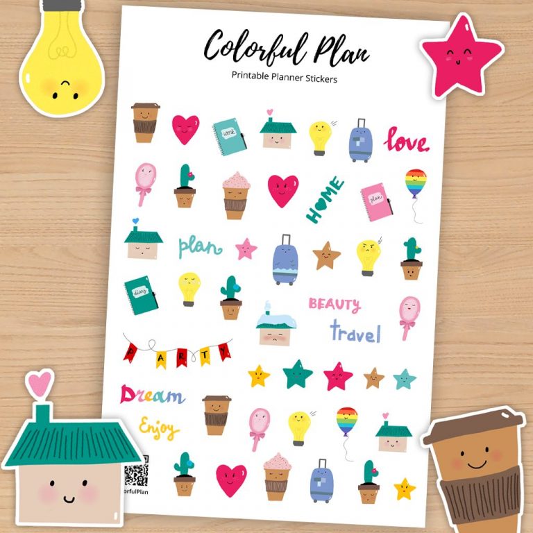 Colorful Sticker Set - Printable planner stickers